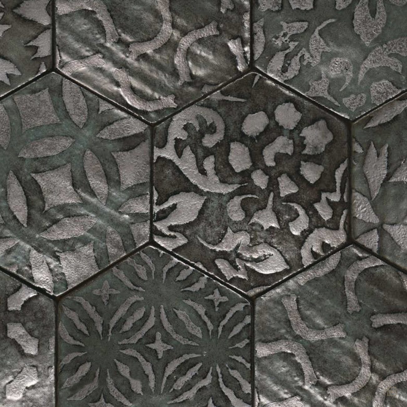 Hexagon Tiles Decoration Gray - Materials Assemble Materials - Ceramics