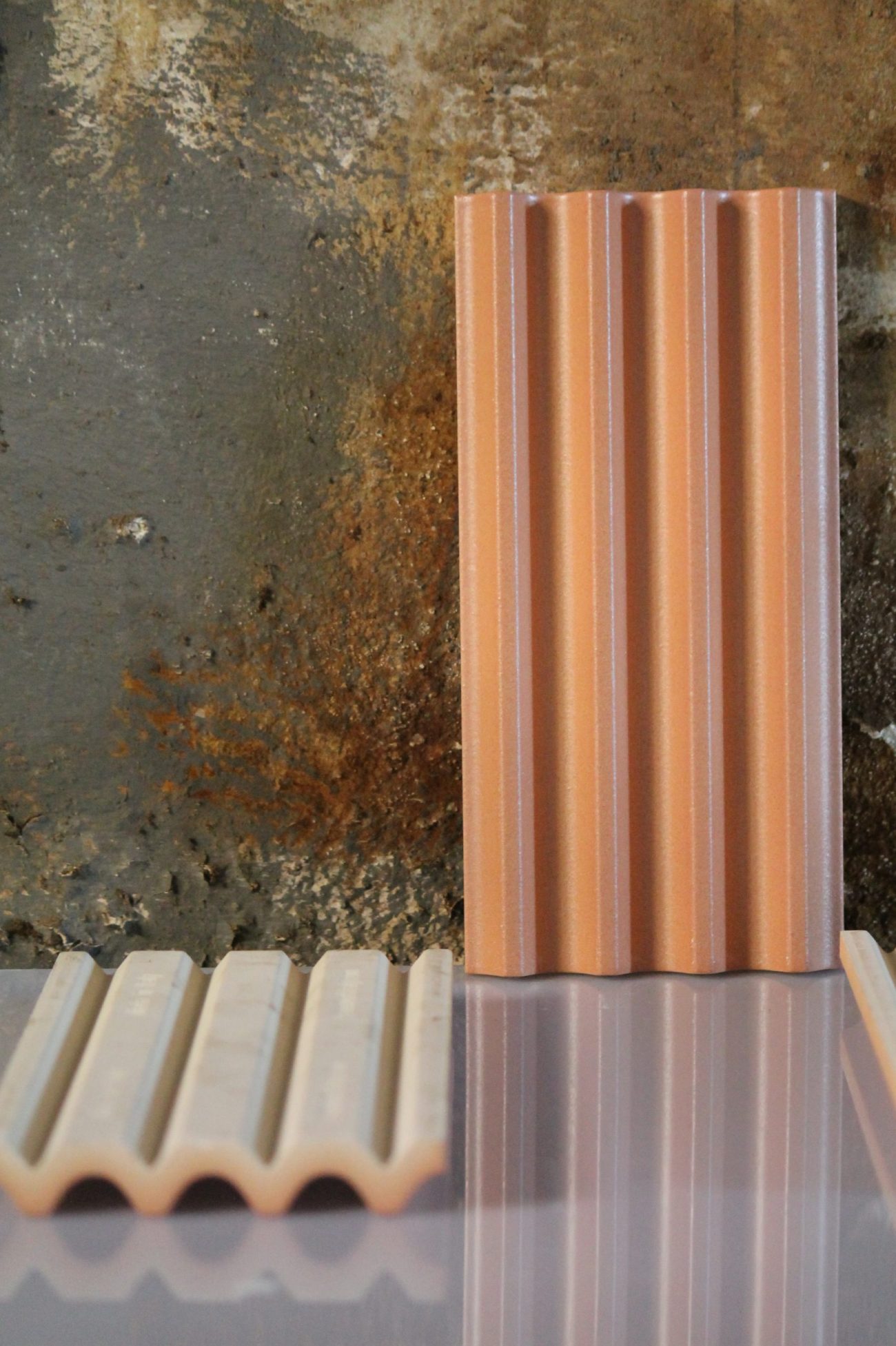 Fluted Ceramic Tiles Salmon Matt | Materials Assemble