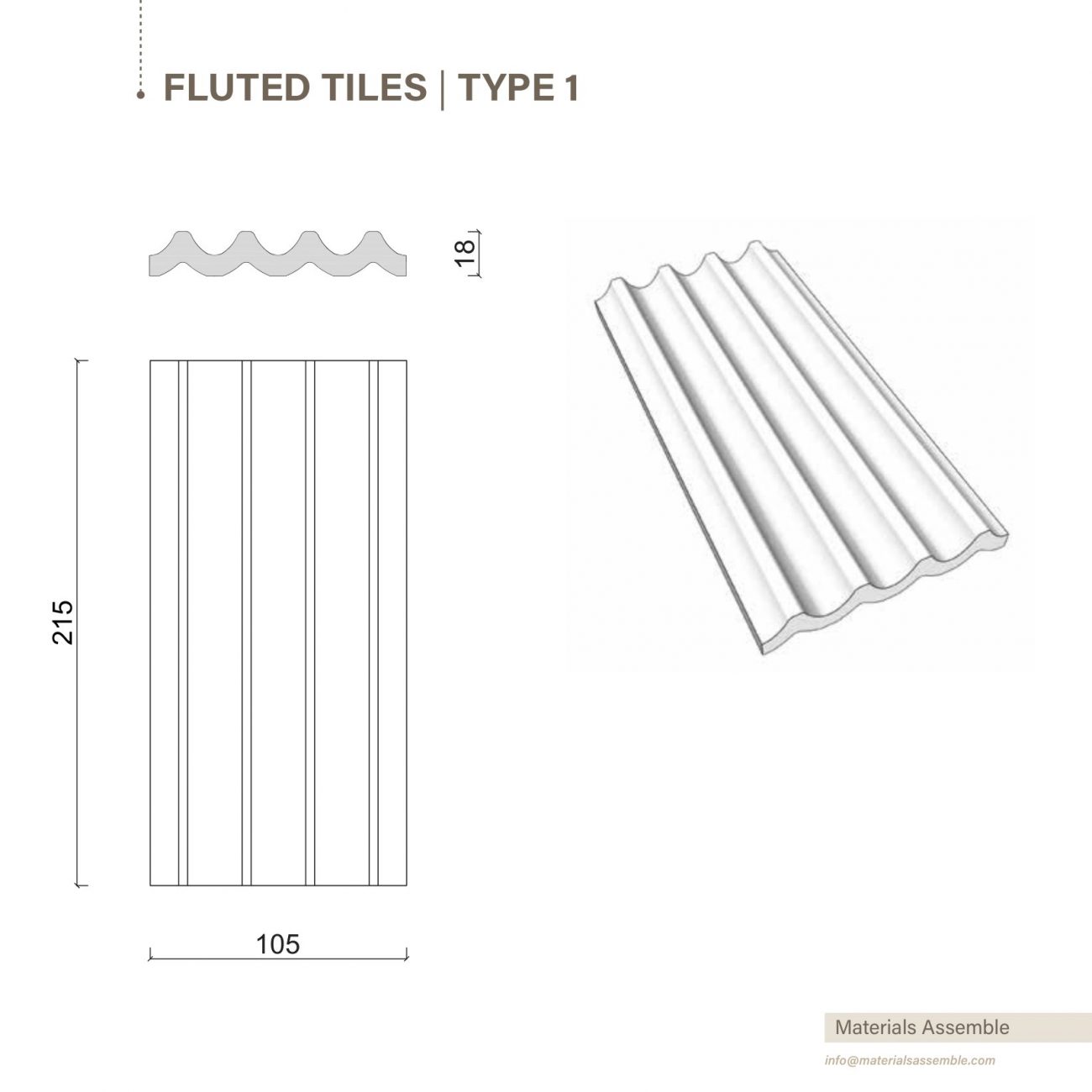 Fluted Ceramic Tiles White Matt | Materials Assemble