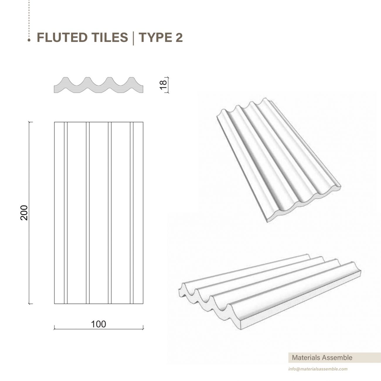 Fluted Ceramic Tiles White Matt | Materials Assemble