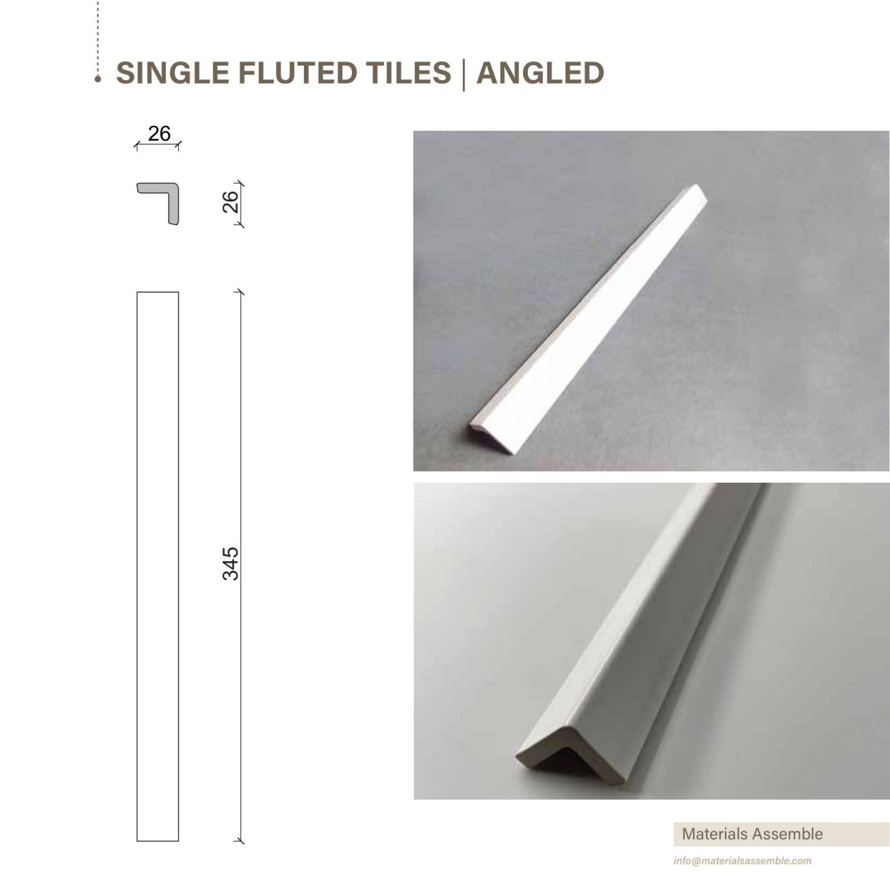 Single Fluted Angled Tiles - Materials Assemble